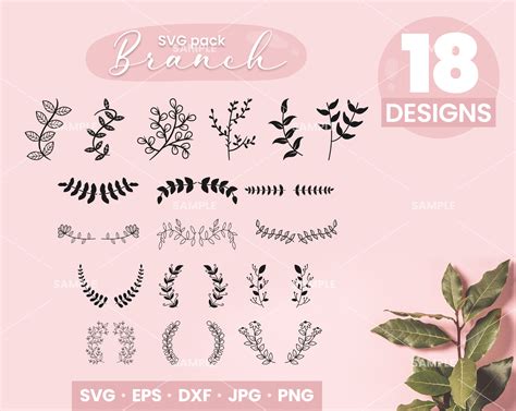 18 Ast Svg Bundle Zweig Svg Zweig Silhouetten Clipart Vektor Png Dxf Eps Zweig