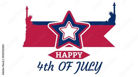 Happy 4th Of July Animated Sticker On White Background In Usa Flag