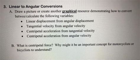 Solved 3 Linear To Angular Conversions A Draw A Picture Or