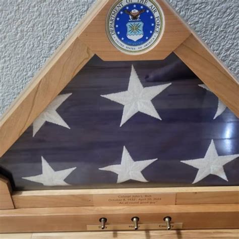 Flag Display Case With Embedded Shell Casings Maple Inlay Service Emblem Etsy