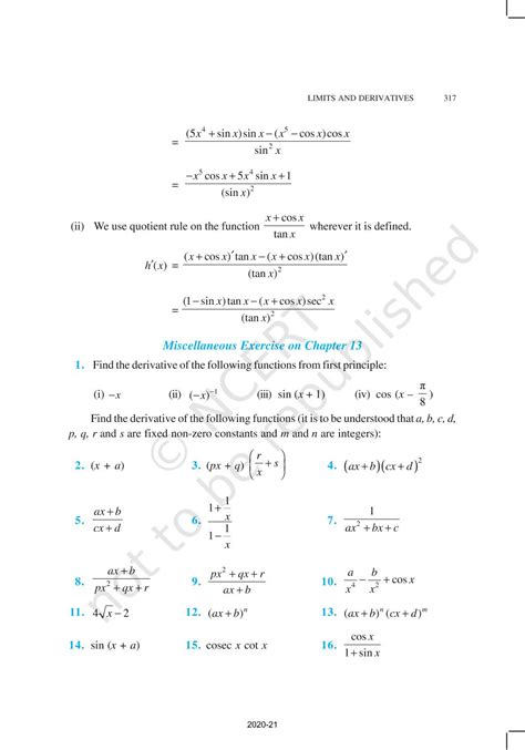 Limits And Derivatives NCERT Book Of Class Mathematics