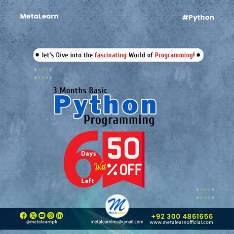 Metalearn Only 6 Days Left 💻 Enroll Now In Our Basic Python Programming Course And Get 50