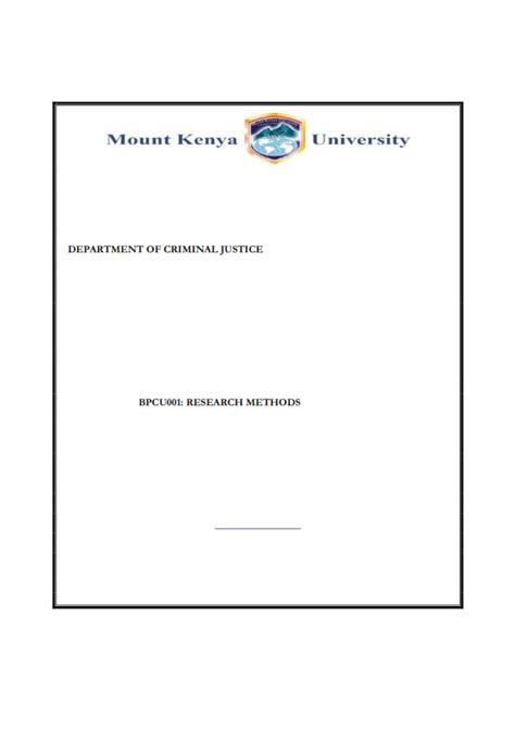 Bpcu001 Research Methodology Mount Kenya University Elimu Cloud Notes Exams Schemes Of
