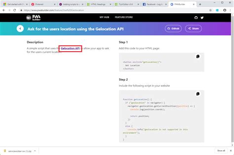 Returning Back To Pwa Builder Site After Temporarily Going To A
