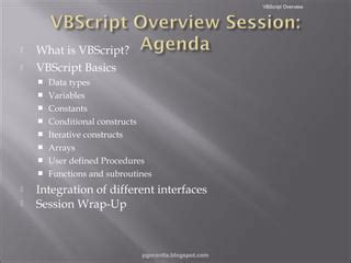 VB Script Overview PPT