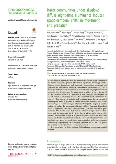 Insect Communities Under Skyglow Diffuse Night Time Illuminance
