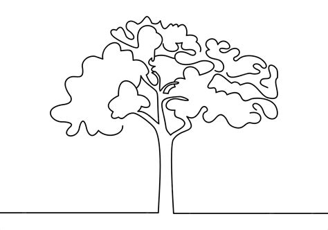 Premium Vector Line Drawing Of Tree On White Background Vector