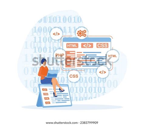 Programming Engineering Development Tiny Girl Programmer Stock Vector Royalty Free 2383799909