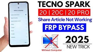 Tecno Spark Pro Google Frp Bypass Without Pc Wifi Share Article Option Not Open Faizi
