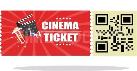 دانلود وکتور لایه باز بلیط سینما Cinema Ticket Qr Code تایم کد