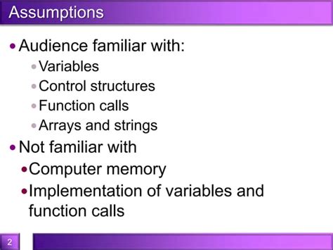 introduction to pointers and memory management in c ppt