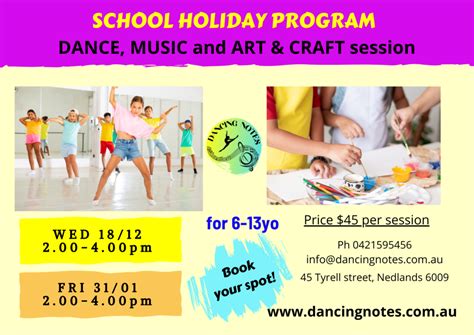 Dancing Notes School Holiday Programs And Workshops In Perth