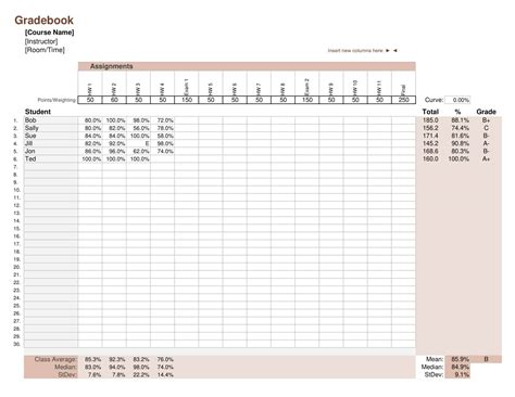 Excel Gradebook Template