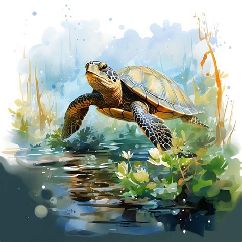 Premium Ai Image N6 Sparkling Puddles Midst Milfoil Turtle Dock Premium Ai Image N6 Sparkling Puddles Midst Milfoil Turtle Dock