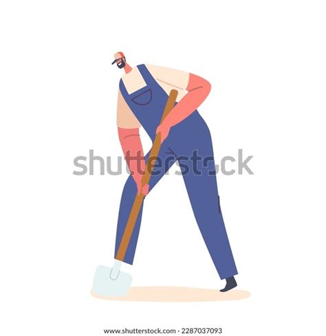 Man Worker Character Digging Soil Shovel Stock Vector Royalty Free 2287037093 Shutterstock
