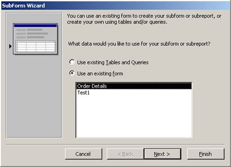 MS Access 2003 Link A Subform To A Form