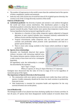 Biology Notes Ch Biodiversity And Conservation PDF