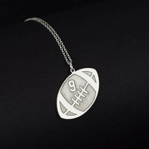 Personalized Silver Football Necklace Number Pendant American