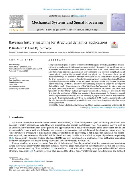 Pdf Bayesian History Matching For Structural Dynamics Applications