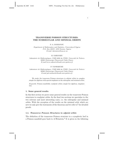 pdf transverse poisson structures the subregular and minimal orbits