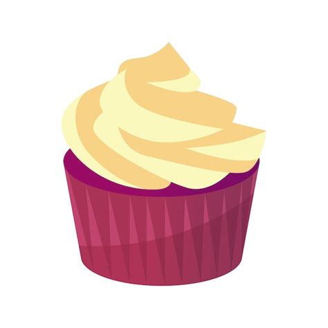 Leckerer Cupcake Mit Süßer Sahne Vektor Symbol Der Konditorei