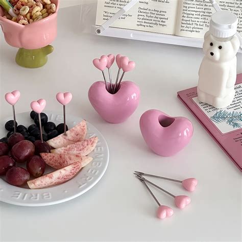 스푼·포크·나이프 핑크 하트 디저트 과일포크 10p세트 과일픽 티포크 오늘의집 쇼핑