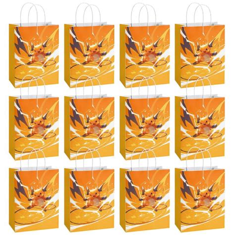 12 Pack Party T Bags 12 Designs Pokemon Cartoon Kraft Paper Bags 8