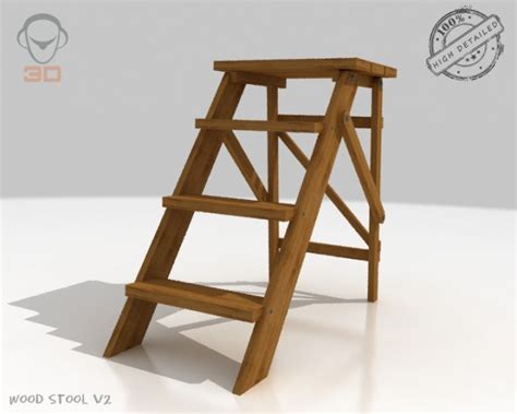 Step Lader Wood V2 3d Model In Stool 3dexport