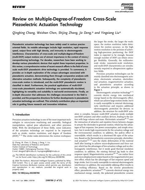 Pdf Review On Multiple‐degree‐of‐freedom Cross‐scale Piezoelectric Actuation Technology
