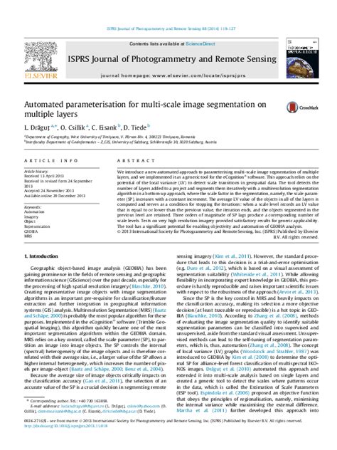 Pdf Automated Parameterisation For Multi Scale Image Segmentation On