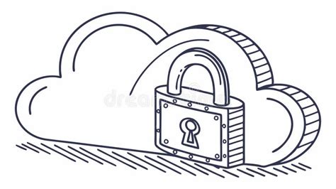 Cloud With Lock Vector Security Icon Data Protection Design Privacy Art Generative Ai Stock