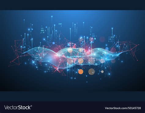 Big Data Abstract Digital Futuristic Wireframe Vector Image