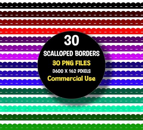 Scalloped Borders Png Colorful Clipart Border Clipart Clipart Set Scallop Borders Colors