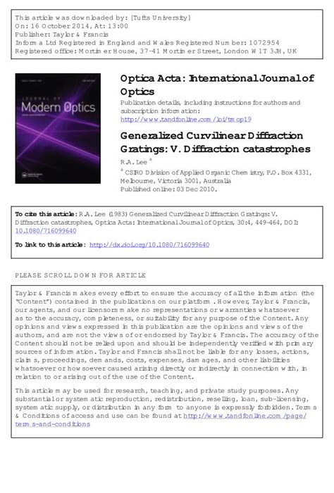 Pdf Generalized Curvilinear Diffraction Gratings V Diffraction