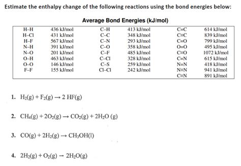 Solved Estimate the enthalpy change of the following | Chegg.com
