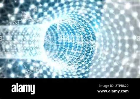 going through abstract tunnel light lines and nodes structure