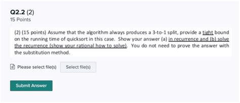 Solved Q2 Quicksort And Analysis 25 Points 1 25 Points