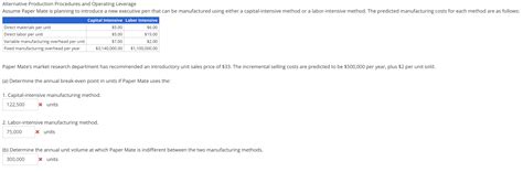 Solved A Determine The Annual Break Even Point In Units If Chegg