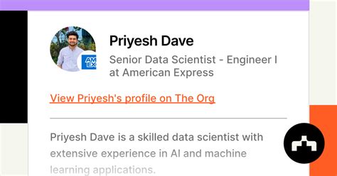 Priyesh Dave Senior Data Scientist Engineer I At American Express The Org