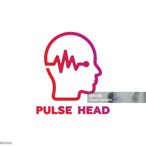 펄스 헤드 로고 템플릿 디자인 벡터 엠블럼 디자인 개념 크리에이티브 심볼 아이콘 Mental Wellbeing에 대한 스톡 벡터 아트 및 기타 이미지 Mental