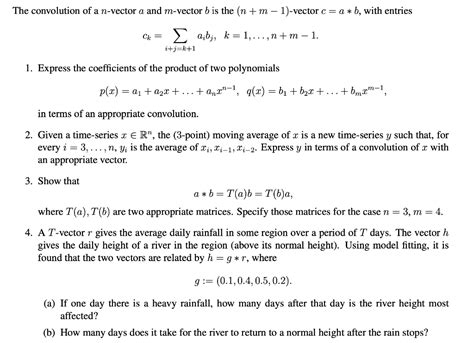 The Convolution Of A N Vector A And M Vector B Is The