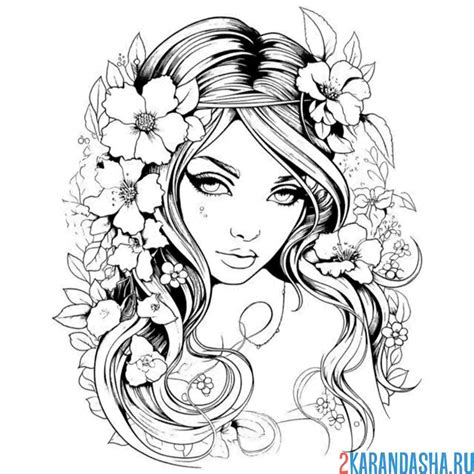 Раскраска необычная девушка распечатать