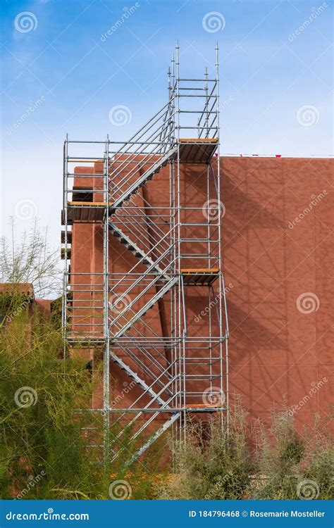 Scaffolding For Stucco Cement Structure Stock Image 65110555