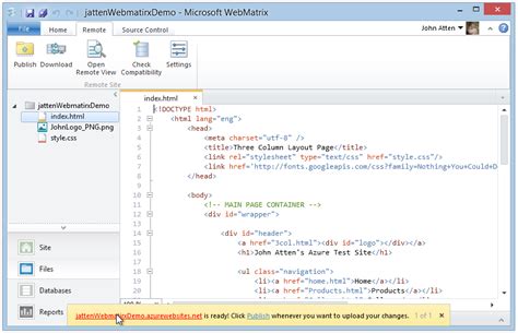 Webmatrix 3 Integrated Git And Deployment To Azure John Atten