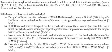 Two Distinct Memoryless Information Sources X And Y