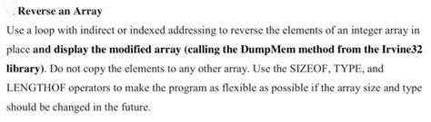Reverse An Array Use A Loop With Indirect Or Indexed