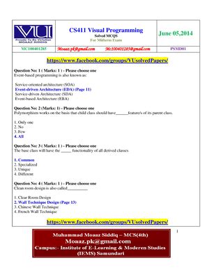 CS Midterm MCQS Lecture To Human Computer Interaction Studocu