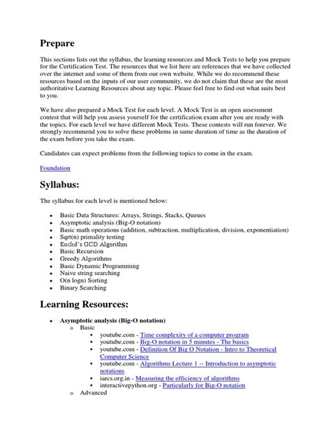 dsa and algorithm codechef certificate exam download free pdf