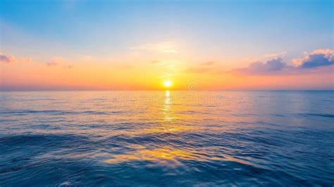 Generative Ai Stunning Sunset Over Calm Ocean Creating A Peaceful Atmosphere Business Concept