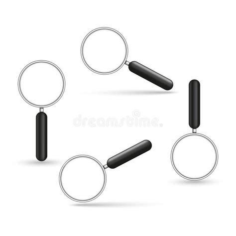 Set Of Magnifying Glasses At Different Angles Realistic 3d Magnifier